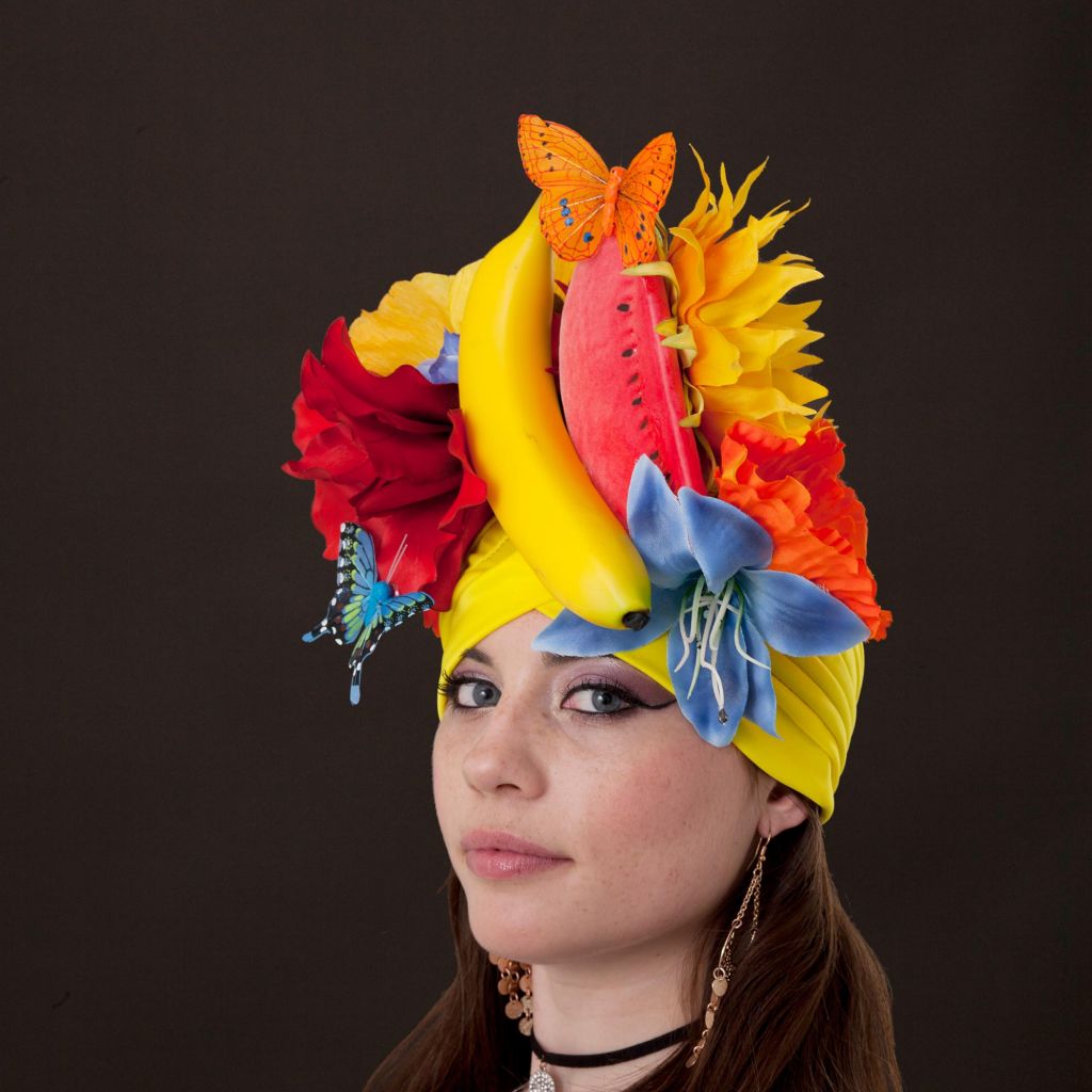 Yellow Tropical Fruit Carmen Miranda Headdress - theheadonista